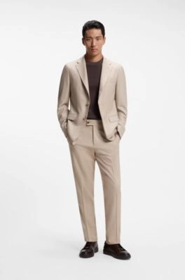 BOSS Cotton T-shirt With Two-tone Piqué Structure - Light Brown
