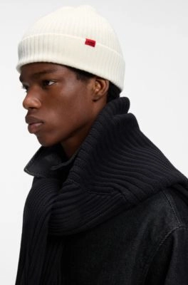 Hugo Virgin-wool Beanie With Logo Label