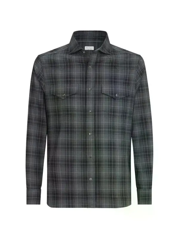 Brunello Cucinelli Cotton Madras Western Shirt
