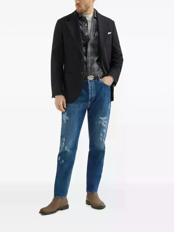 Brunello Cucinelli Cotton Madras Western Shirt