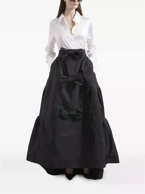 Nina Ricci Bow-embellished Tiered Maxi Skirt