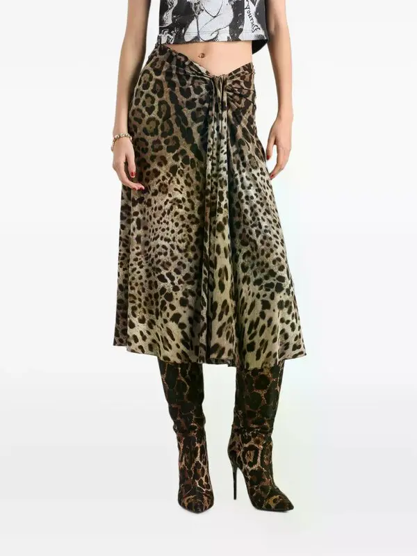 Dolce & Gabbana Leo-print Viscose Jersey Skirt - Neutrals