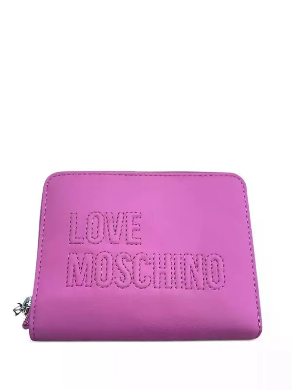 Moschino Logo-embossed Zip-around Wallet - Pink