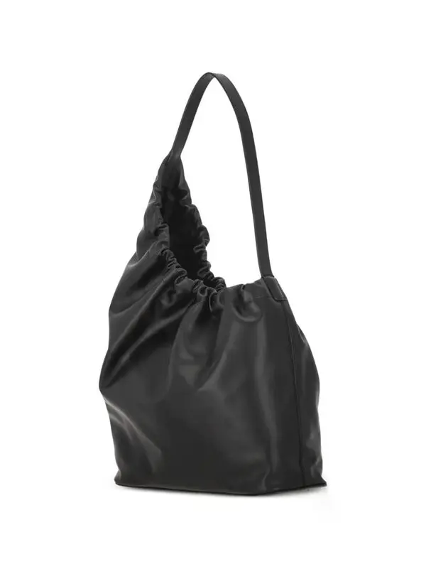 AESTHER EKME Demi Lune Cloud Ruched Leather Shoulder Bag - Black