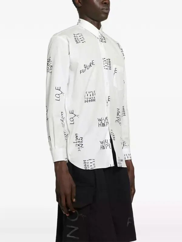Comme Des Garçons Slogan-print Zip-detail Shirt