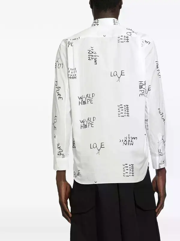 Comme Des Garçons Slogan-print Zip-detail Shirt