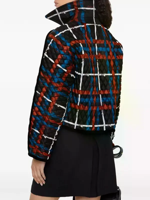 Burberry Cropped Belt Check Quilted Floriston Jacket