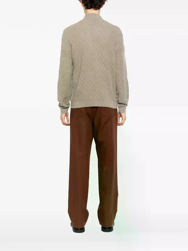 Emporio Armani Diamond-textured Zip-up Cardigan