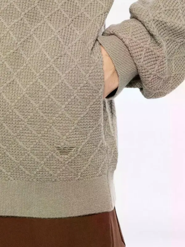 Emporio Armani Diamond-textured Zip-up Cardigan