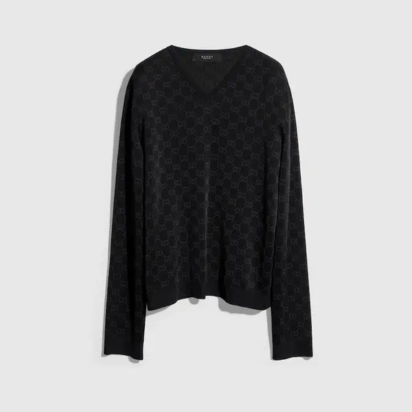 Gucci Fine Knit Viscose Gg Jacquard Sweater Ready-to-wear - Black