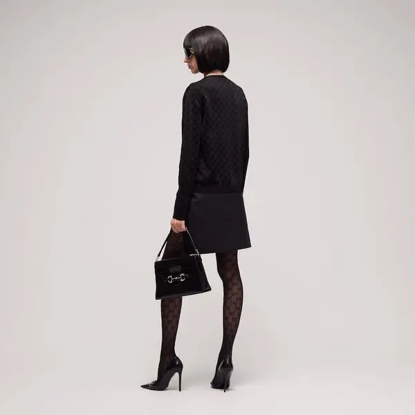 Gucci Fine Knit Viscose Gg Jacquard Sweater