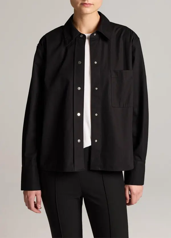 Vince Cotton Metal-snap Long-sleeve Shirt - Black