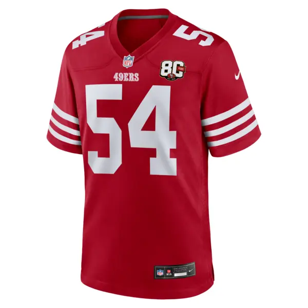 Nike Fred Warner San Francisco 49ers 80th Anniversary Nfl Game Jersey - Red