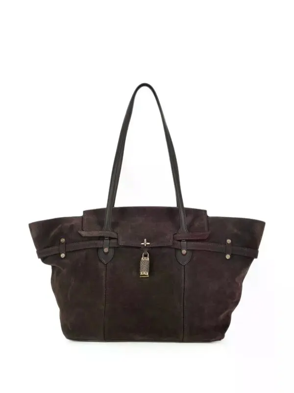Borbonese Premiere Padlock-detail Suede Tote Bag