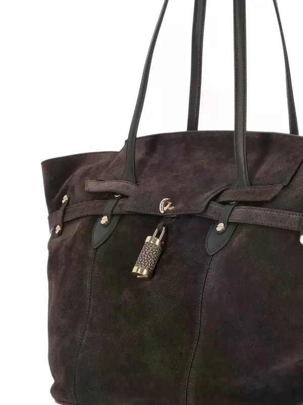 Borbonese Premiere Padlock-detail Suede Tote Bag