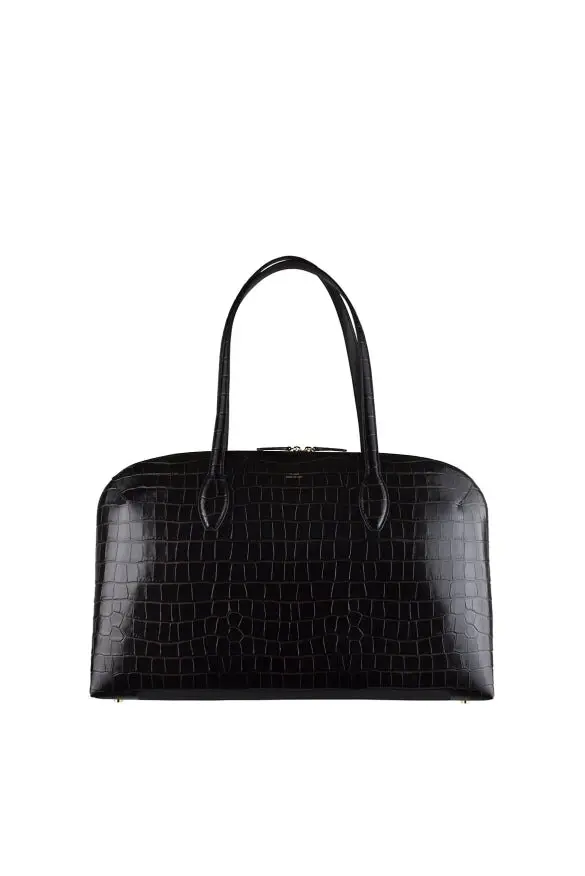 TOTEME Croco-embossed Zip-up Tote Bag - Brown