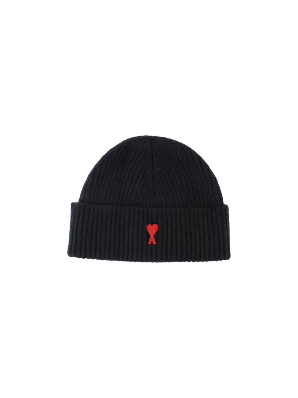 AMI Paris Wool Logo Beanie - Black