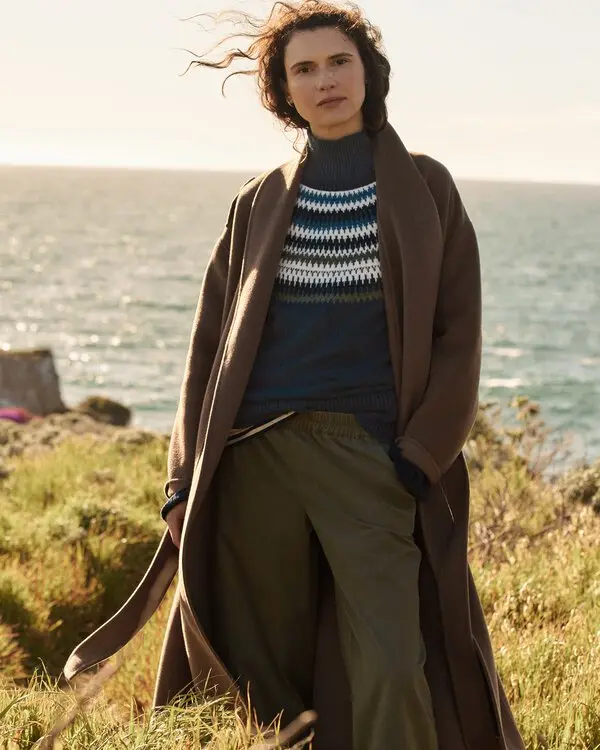 HAVEN WELL WITHIN Wool Blend Midi Coat With Removable Scarf