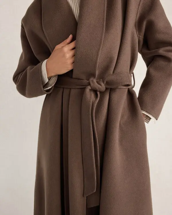HAVEN WELL WITHIN Wool Blend Midi Coat With Removable Scarf