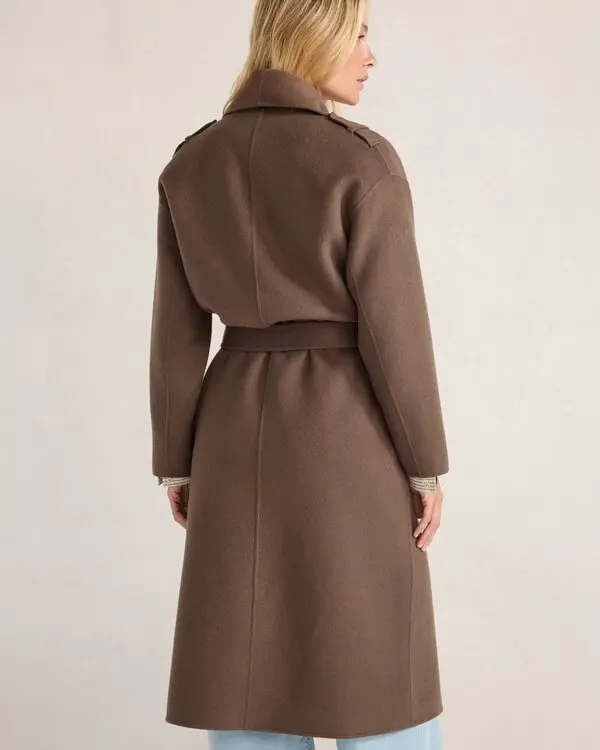 HAVEN WELL WITHIN Wool Blend Midi Coat With Removable Scarf