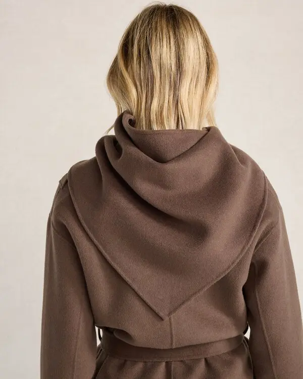 HAVEN WELL WITHIN Wool Blend Midi Coat With Removable Scarf