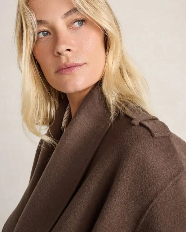 HAVEN WELL WITHIN Wool Blend Midi Coat With Removable Scarf