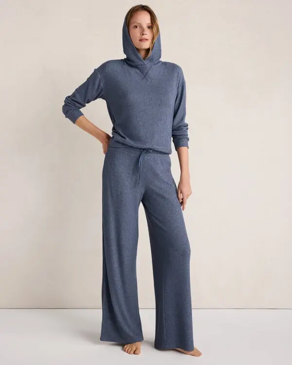 HAVEN WELL WITHIN Resti Brushed Rib Knit Hoodie - North Sea