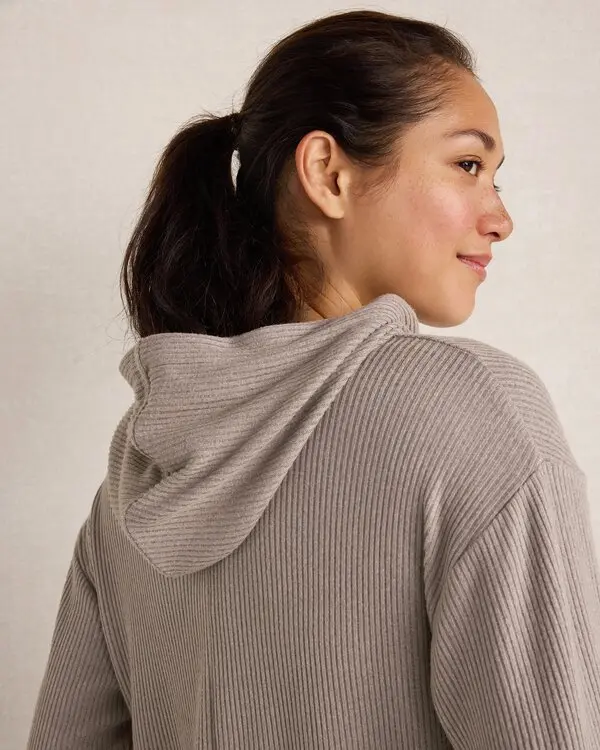 HAVEN WELL WITHIN Resti Brushed Rib Knit Hoodie - North Sea
