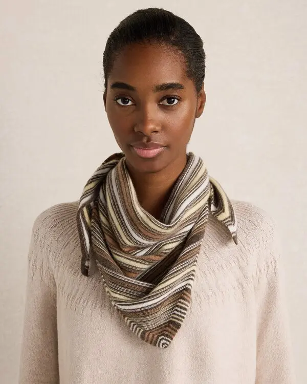HAVEN WELL WITHIN Cashmere Striped Triangle Scarf - Nightfall Multicolor