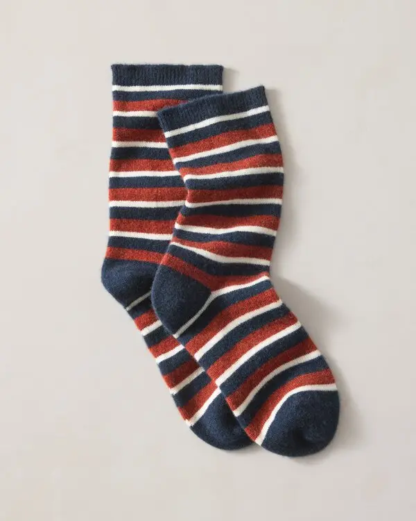 HAVEN WELL WITHIN Cashmere Bold Striped Crew Socks - Nightfall Multicolor