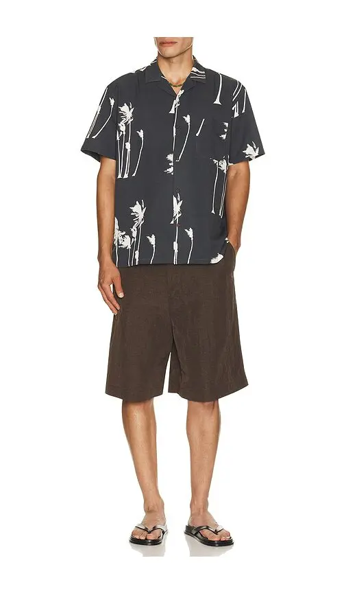 DUVIN DESIGN Hurricane Palm Stretch Buttonup - Black