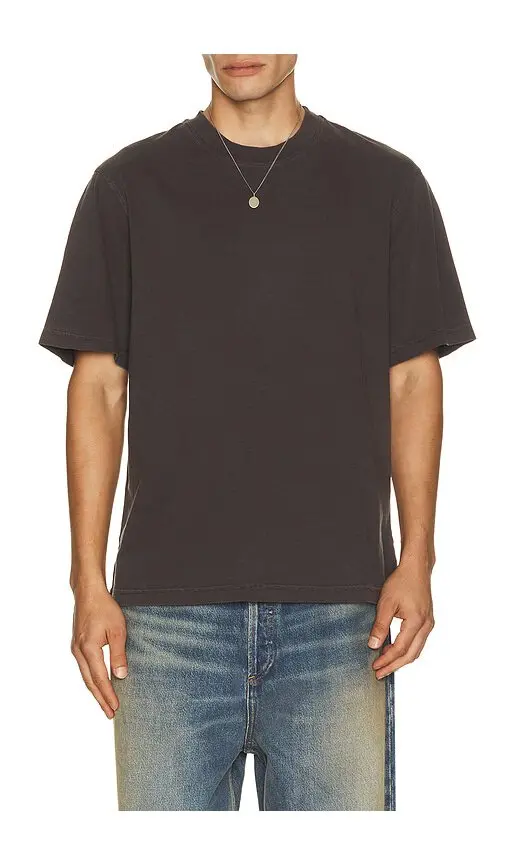 AGOLDE Asha Mock Neck Tee In Brown