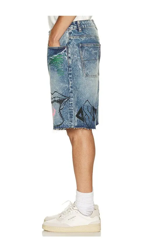 DIET STARTS MONDAY Graphic Doodle Denim Shorts