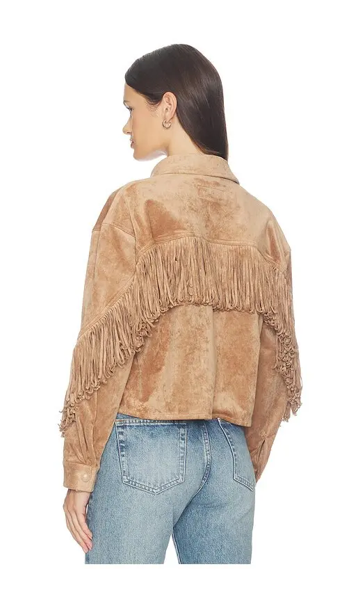 Blanknyc Cropped Fringe Jacket - Maple Sugar