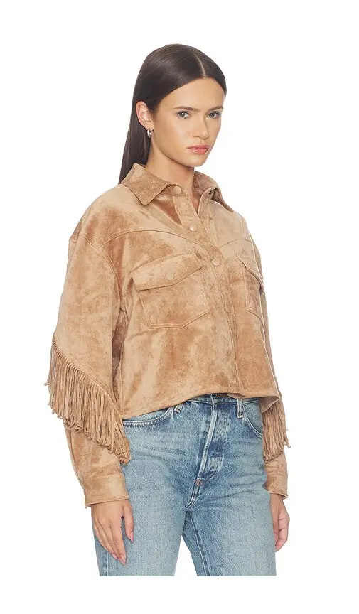 Blanknyc Cropped Fringe Jacket - Maple Sugar