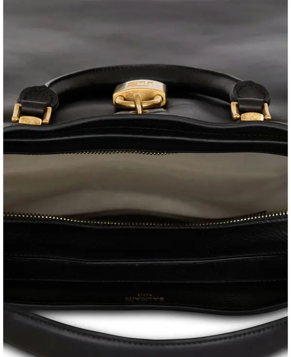 Balmain Pulse Large Waxed Calfskin Leather Tote Bag