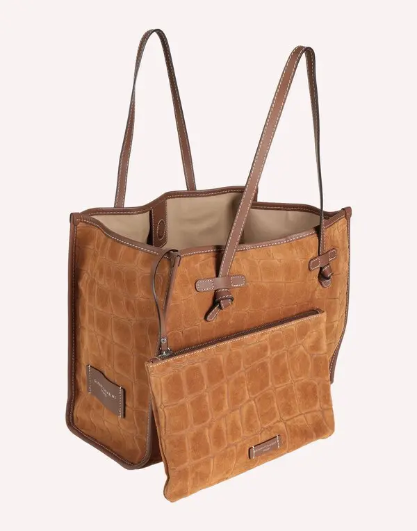 GIANNI CHIARINI Croc Effect Suede Tote