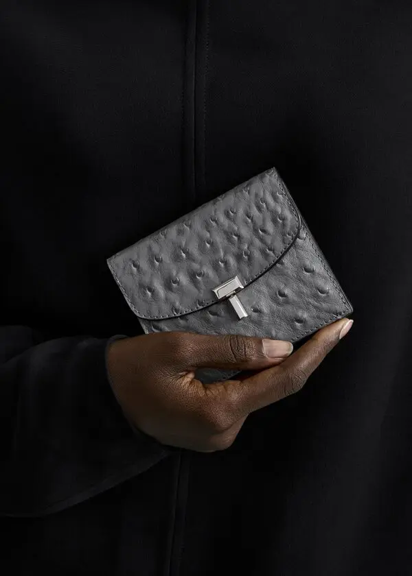 TOTEME T-lock Ostrich-embossed Cardholder