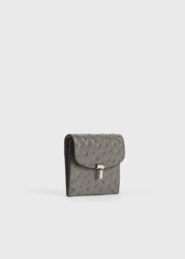 TOTEME T-lock Ostrich-embossed Cardholder