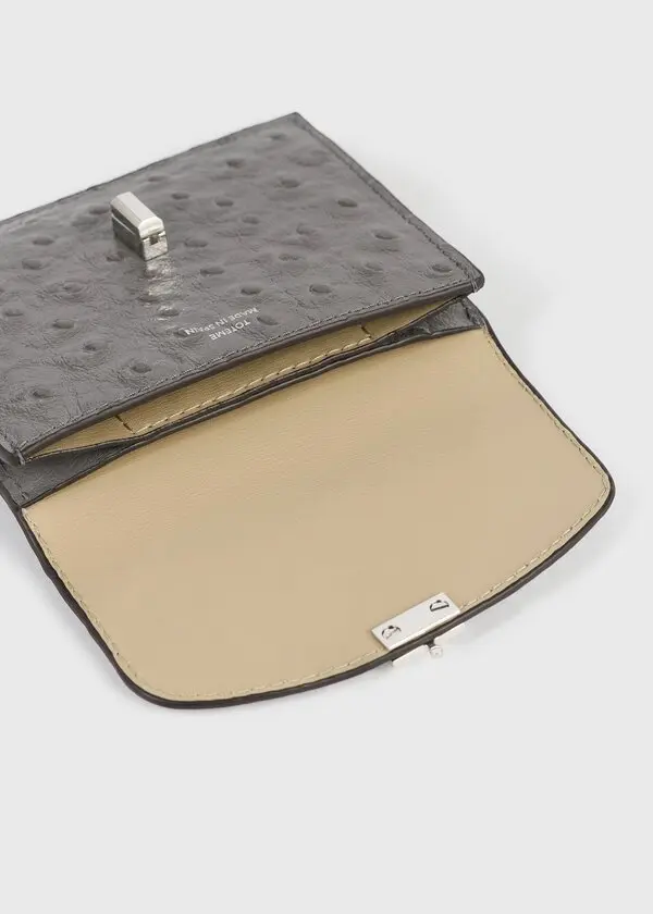 TOTEME T-lock Ostrich-embossed Cardholder