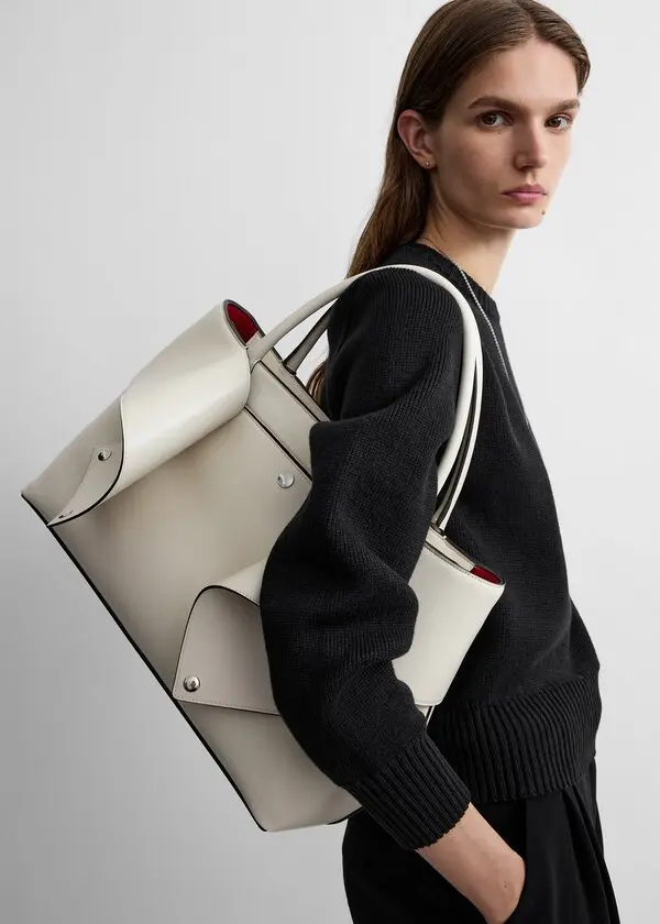 TOTEME Mercer Leather Tote Stone/red