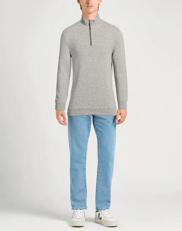 Fedeli Turtleneck Light Size Cashmere, Leather - Grey