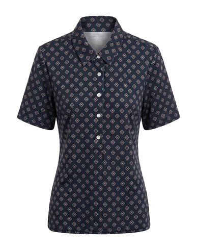 Tory Burch Printed Cotton Jersey Polo Shirt - Blue