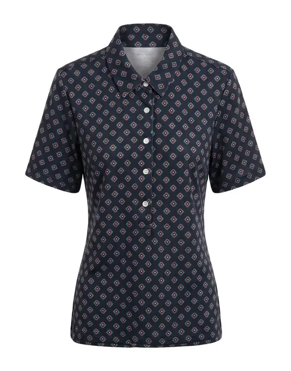 Tory Burch Printed Cotton Jersey Polo Shirt - Blue