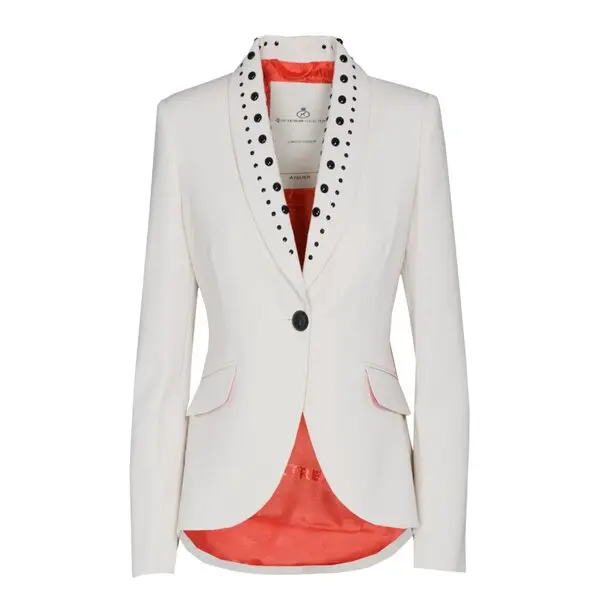 THE EXTREME COLLECTION Neutrals Ivory Studded Blazer Eleanore - White