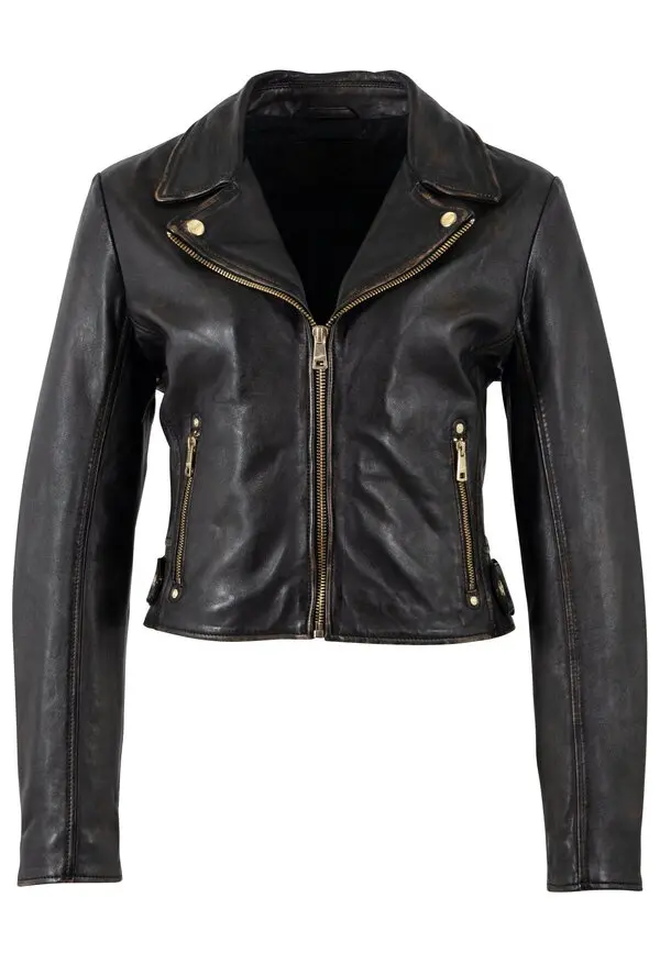 Mauritius Leather Biker Jacket With Gold Hardware