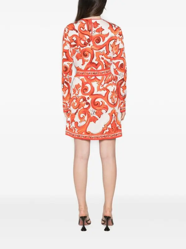 Dolce & Gabbana Maiolica Print Silk Dress