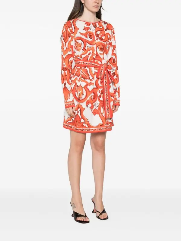 Dolce & Gabbana Maiolica Print Silk Dress