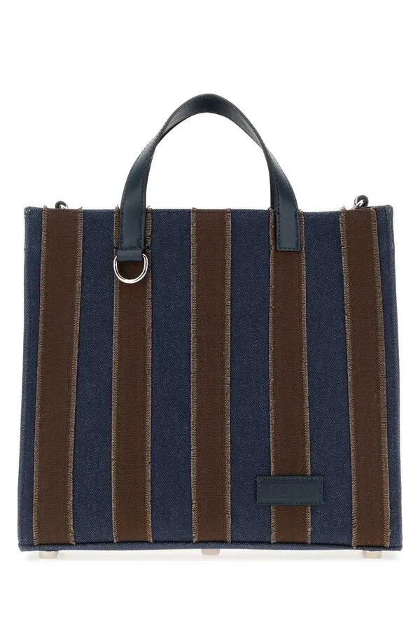 Fendi Embroidered Denim Pequin Shopping Bag - Multicolor