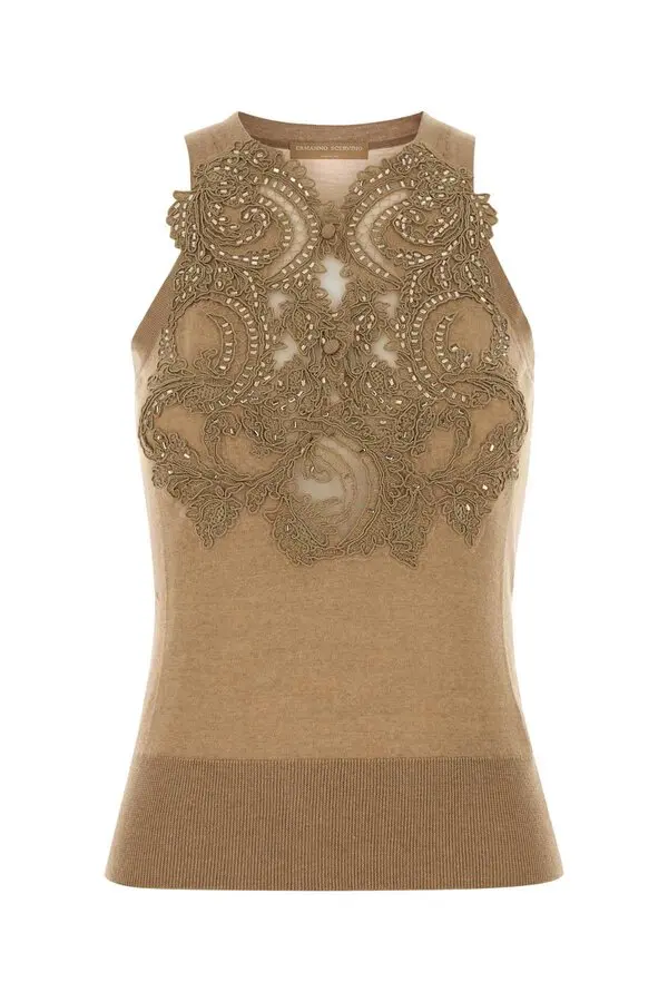 ERMANO SCERVINO Ermanno Scervino Camel Wool Vest